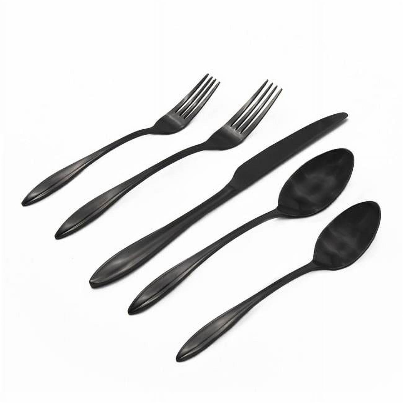 Godinger 84237 18-10 Unica Matte Stainless Steel Flatware Set, Black ...