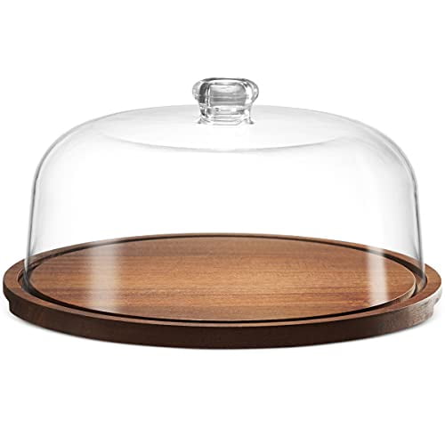 Godinger Cake Stand, Cake Plate Server Platter with Dome, Acacia Wood ...