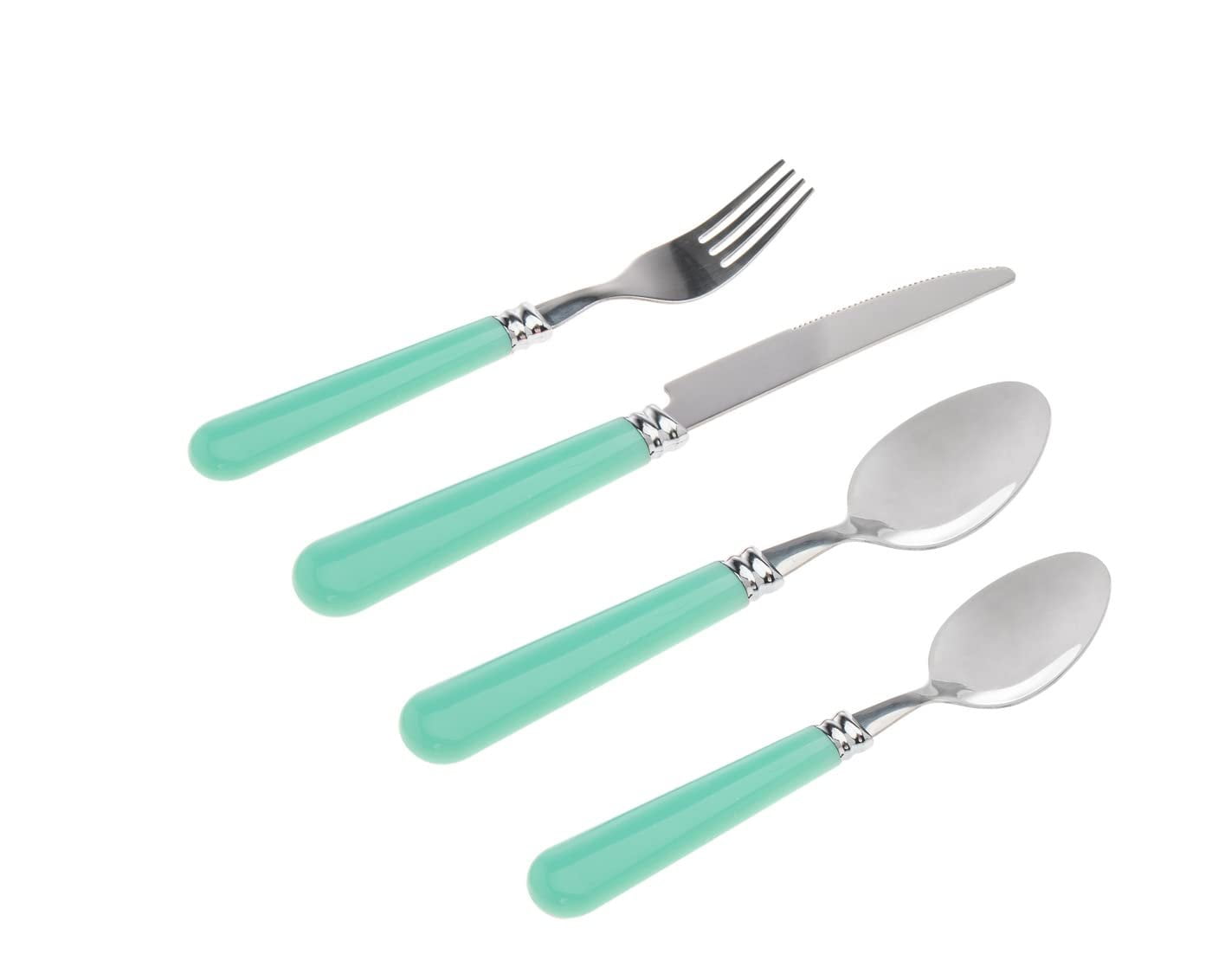 Godinger Fork, Knive, Tablespoon and Teaspoon Flatware Turquoise 16 ...