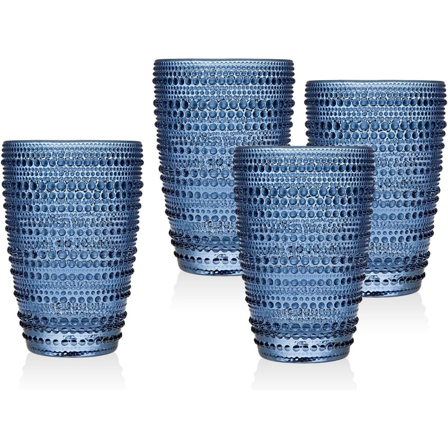 Godinger Highball Glasses, Tall Beverage Glass Cups - Lumina Blue, Set ...