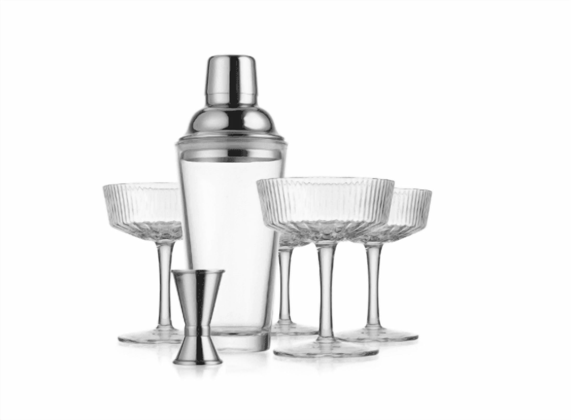 Godinger Martini Set with Cocktail Shaker, 4 Martini Glasses and Double ...