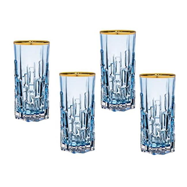 Godinger Milana Highball Gold Rim Glass, Blue - Set of 4 - Walmart.com