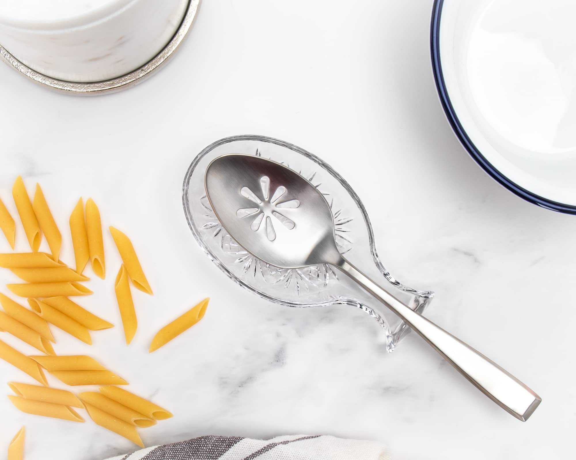Godinger Spoon Rest for Kitchen, Crystal Glass Spoon Holder Rest ...