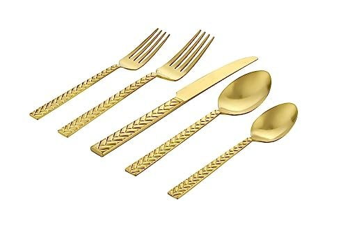 Godinger 20-Piece Flatware Set - Dinner Forks, Salad Forks, Tea Spoons ...