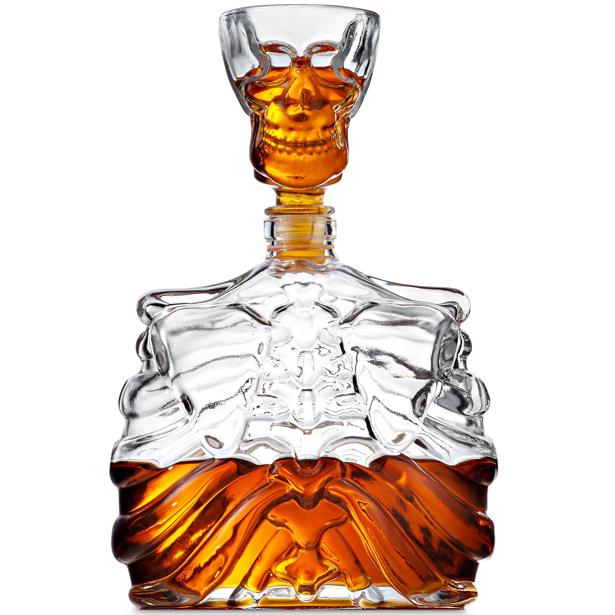 Godinger Whiskey Decanter and Shot Glass, Skull Skeleton Decanter ...