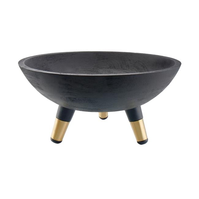 Godinger 50685 Wood Bowl with Legs, Black & Gold - Walmart.com