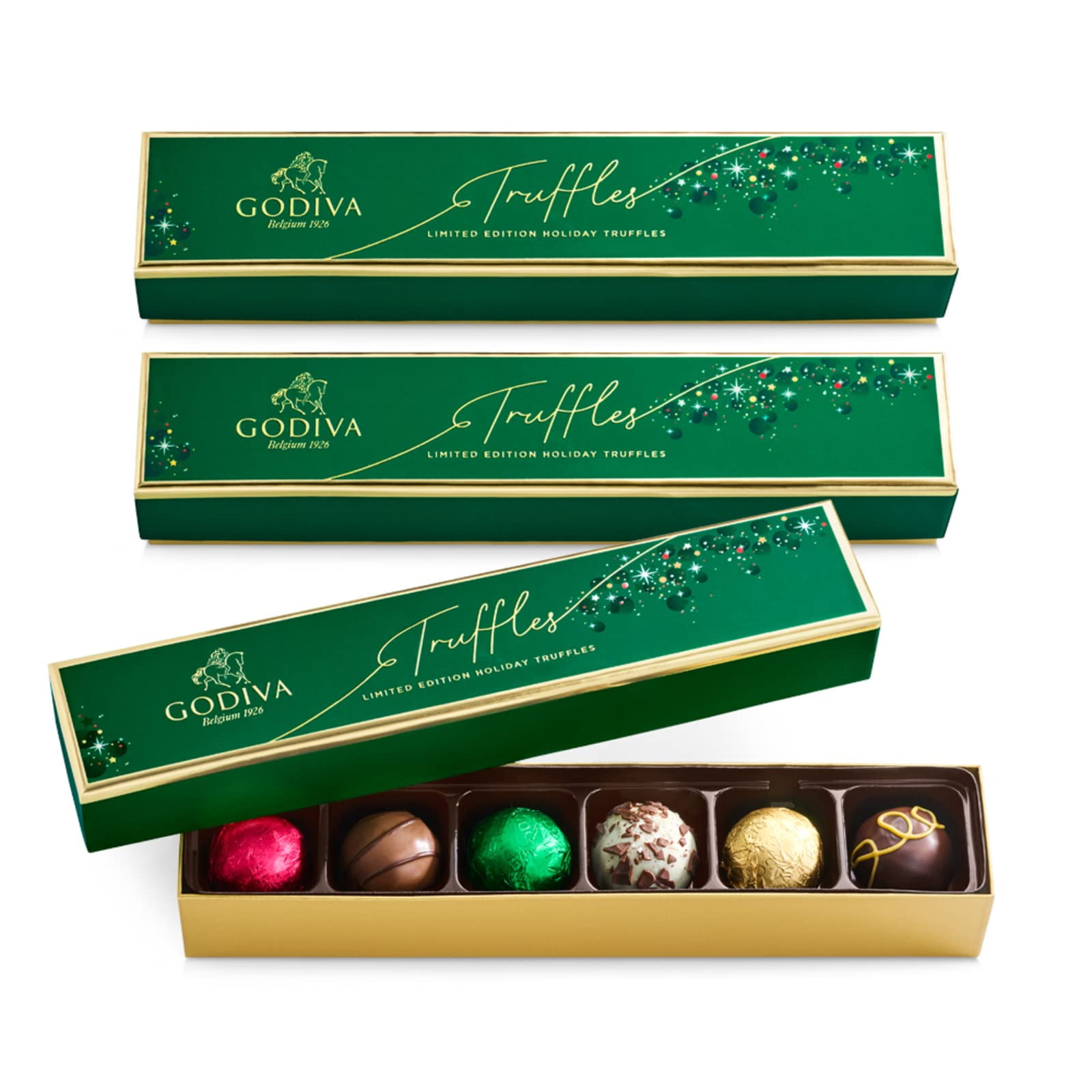 Godiva Chocolatier Chocolate Holiday Truffle Flight - 6 Piece Limited Edition Assorted Gift Box ...