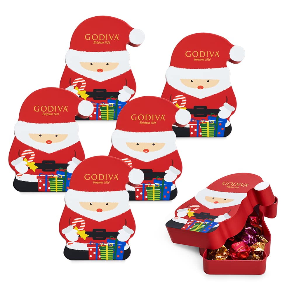 Godiva Chocolatier Holiday Santa Truffle Tin - 8 Piece Individually ...