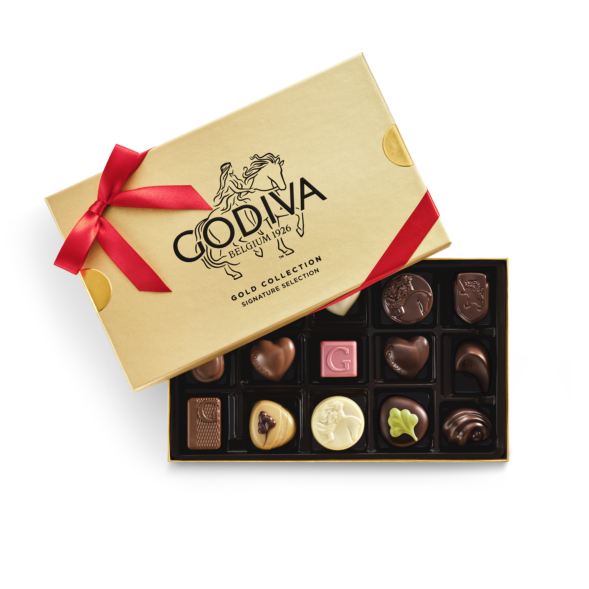 Godiva Red Bow Gold 15pc Assorted Chocolate Gift Box – Belgian Dark ...
