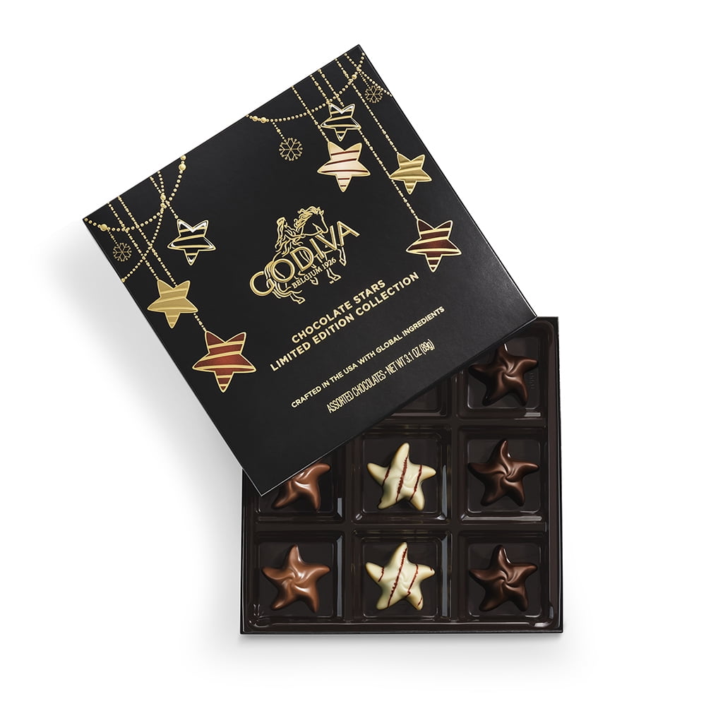 Godiva Holiday Stars 9pc Collection Gift Box – Star-Shaped Chocolates ...