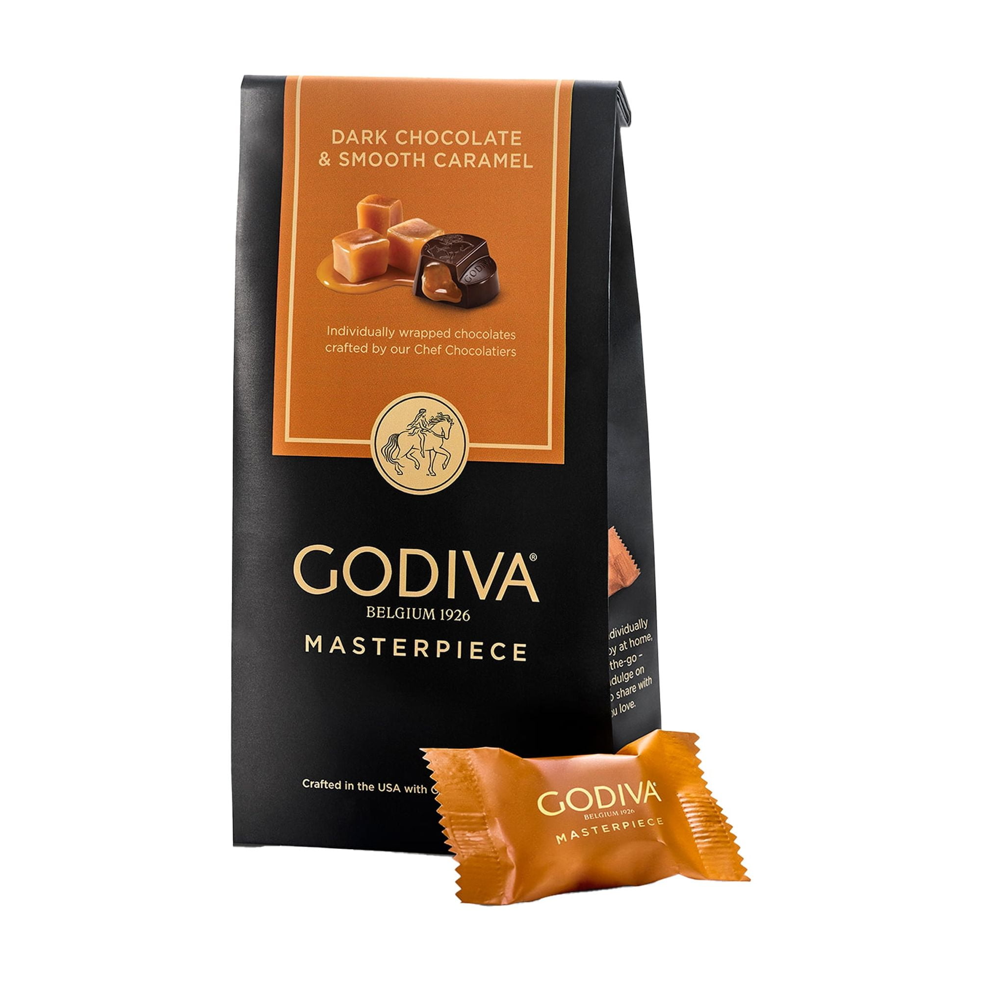 Godiva Masterpiece Dark Chocolate and Smooth Caramel, 4.1 oz Bag ...