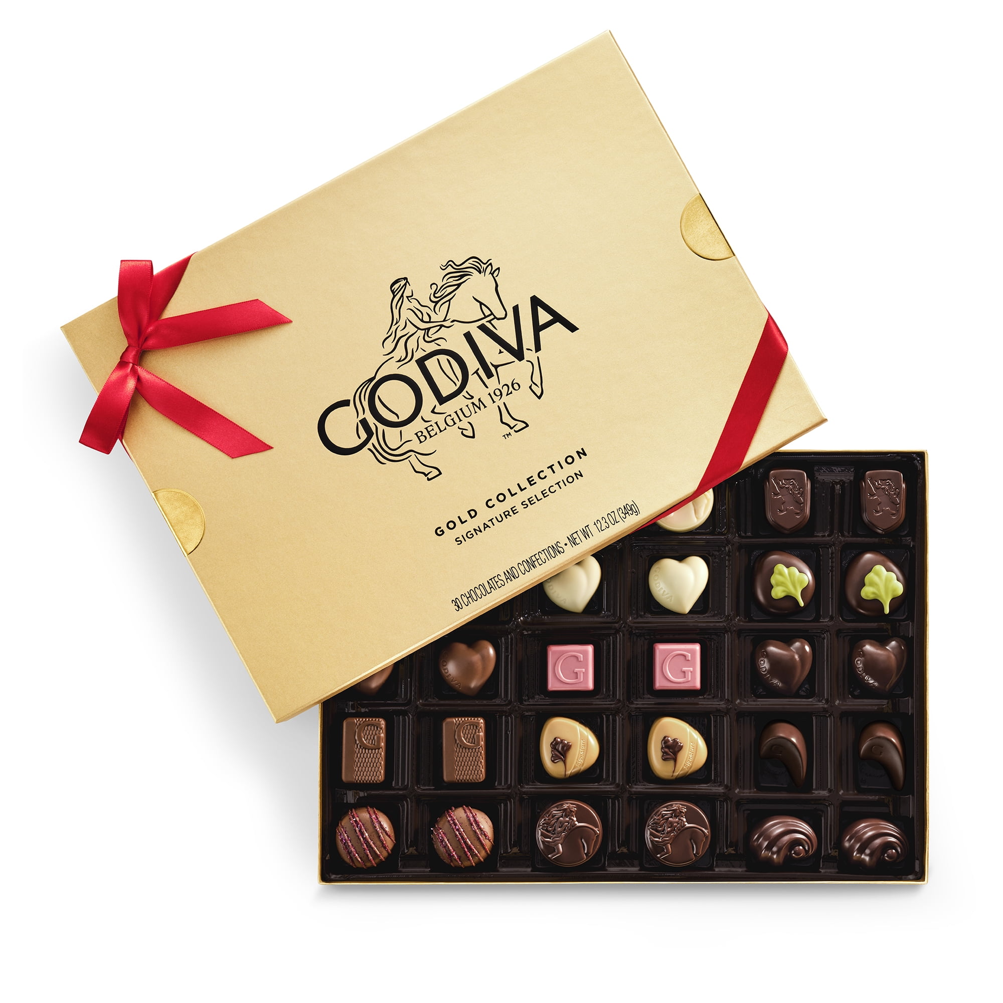 Godiva Red Bow Gold 30pc Assorted Chocolate Gift Box – Belgian Dark ...