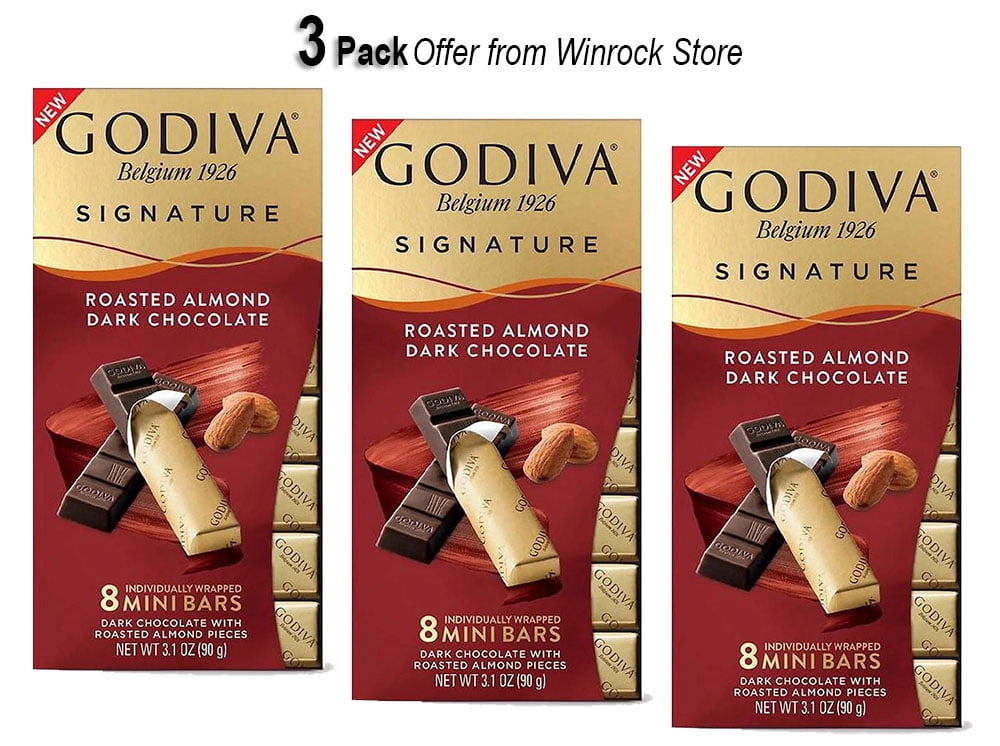 Godiva Signature Mini Bars, Dark Chocolate with Almonds 3.1 oz, 8 Count (3 Pack) offer from ...