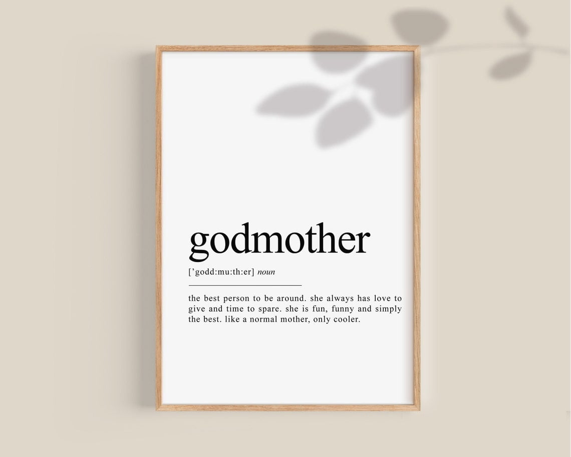 Godmother Definition Poster, Godmother Gift, Gifts For Godmother, Best ...
