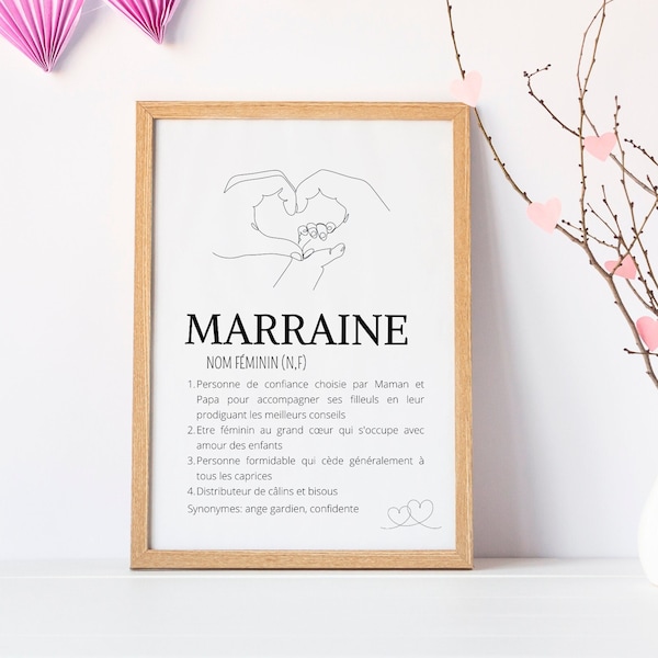 Godmother Definition Poster - Godmother Gift - Single Line Godmother ...