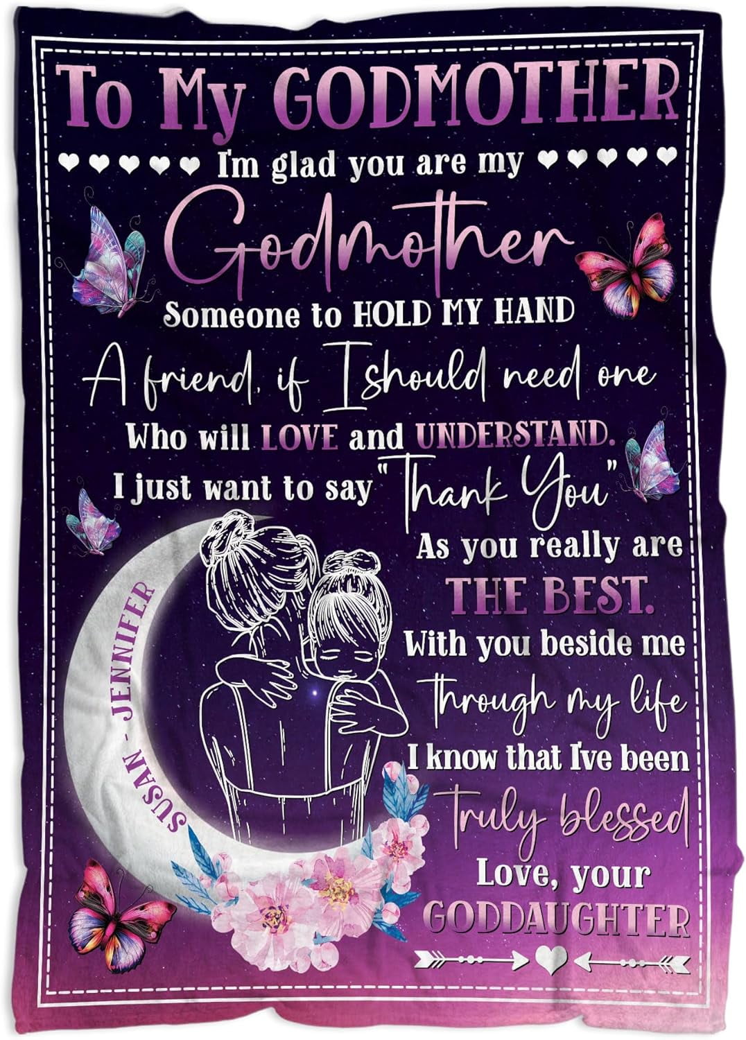 Godmother Gifts from Godchild, To My Godmother Throw Blanket, Baptism ...