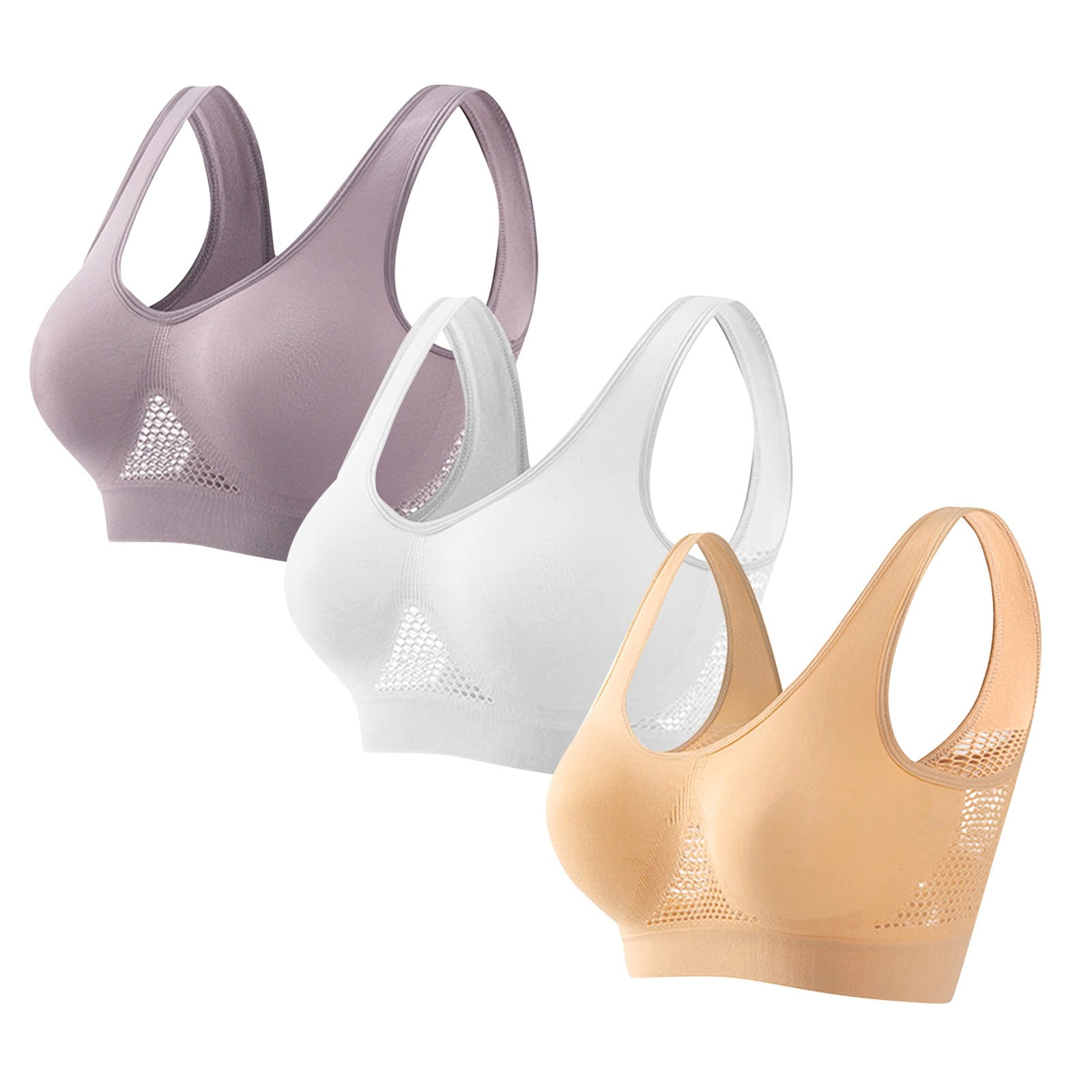 Godokuleh 3 Pack Womens Breathable Cool Lift Up Air Bra Full Support