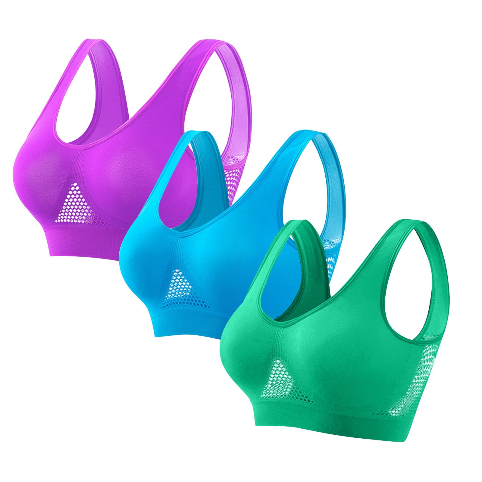 Godokuleh 3 Pack Womens Breathable Cool Lift Up Air Bra Full Support