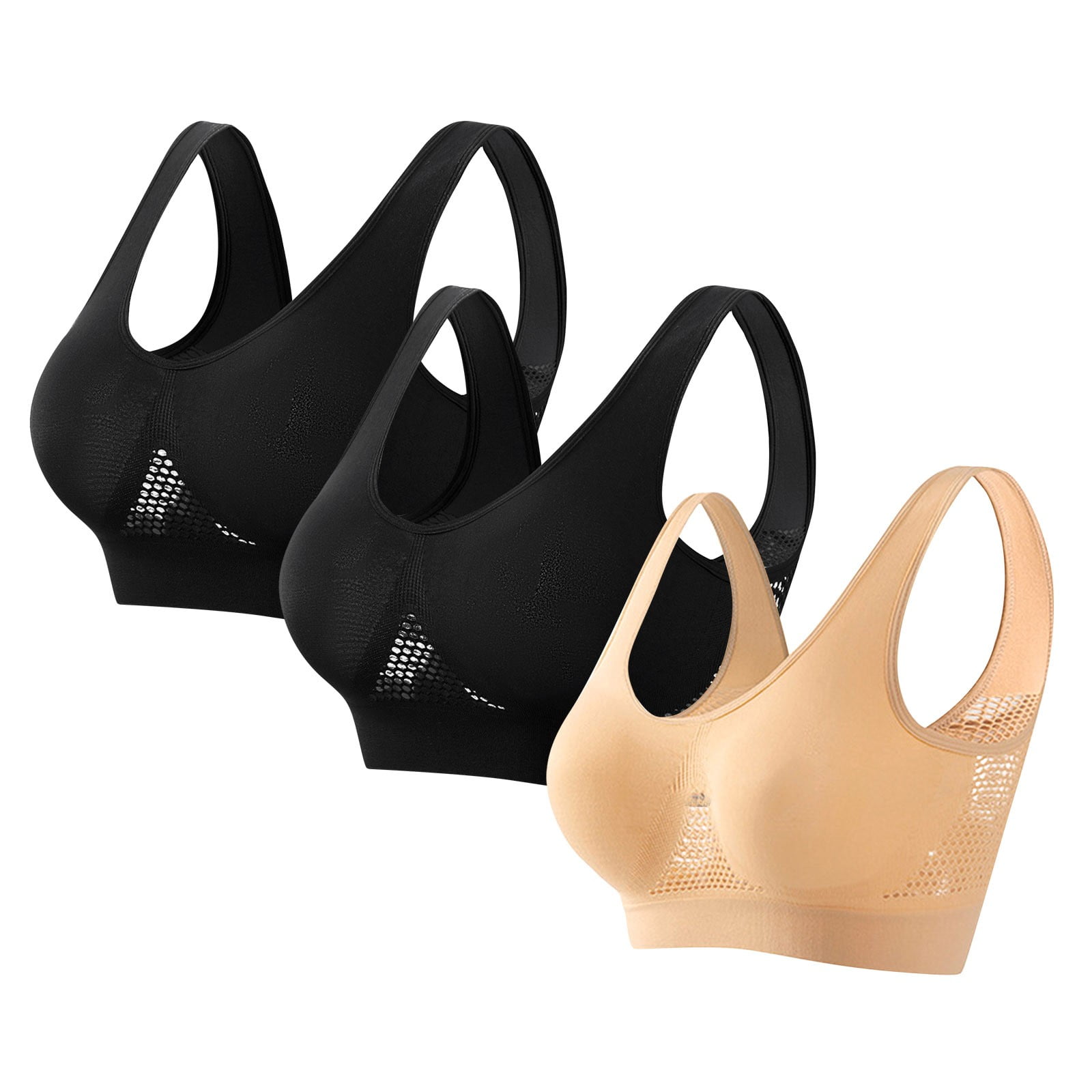 Godokuleh 3 Pack Womens Breathable Cool Lift Up Air Bra Full Support