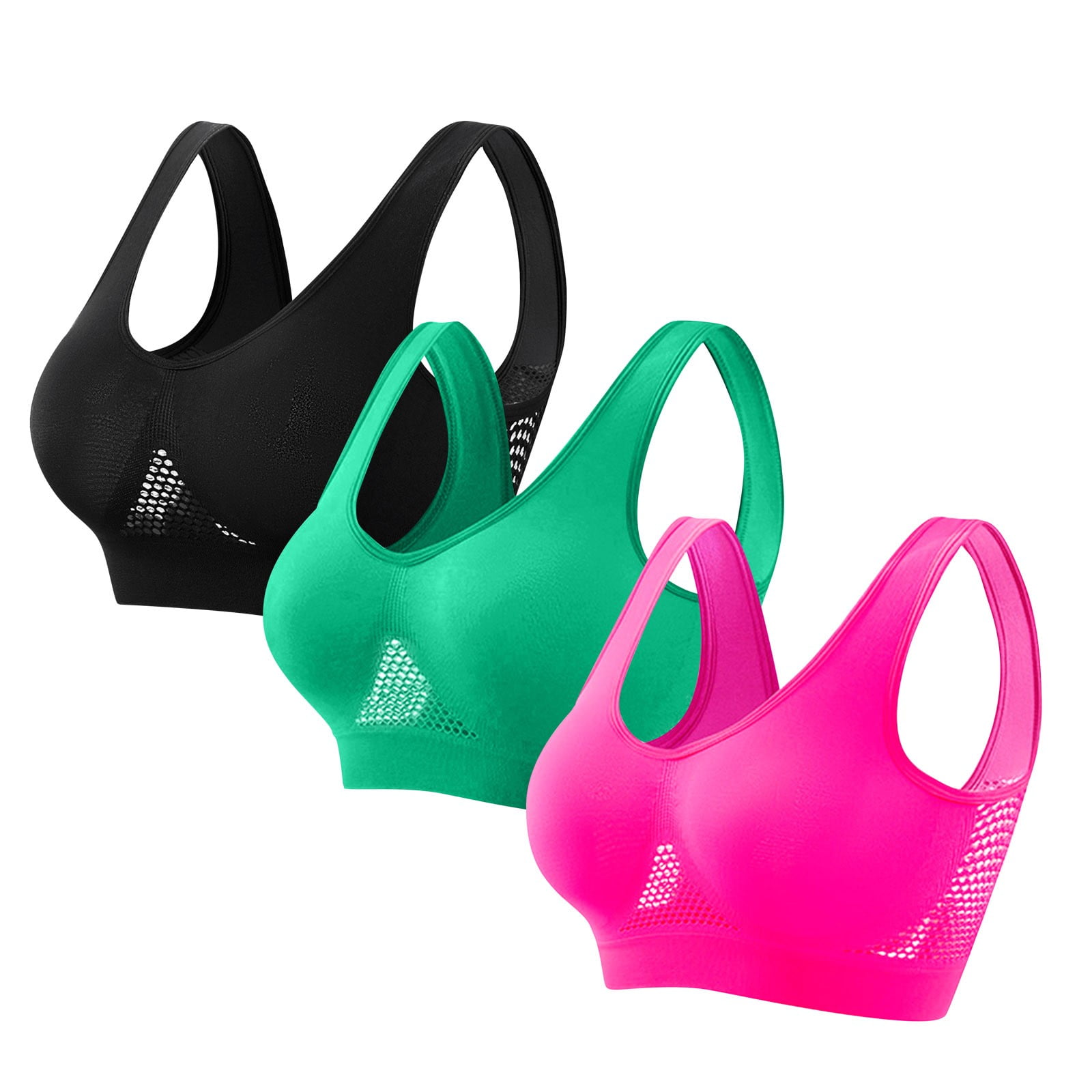 Godokuleh 3 Pack Womens Breathable Cool Lift Up Air Bra Full Support