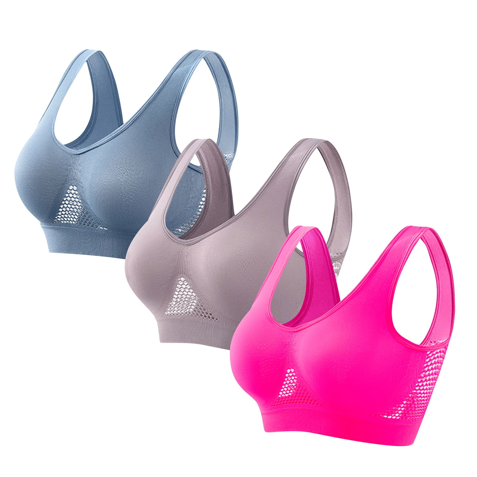 Godokuleh 3 Pack Womens Breathable Cool Lift Up Air Bra Full Support