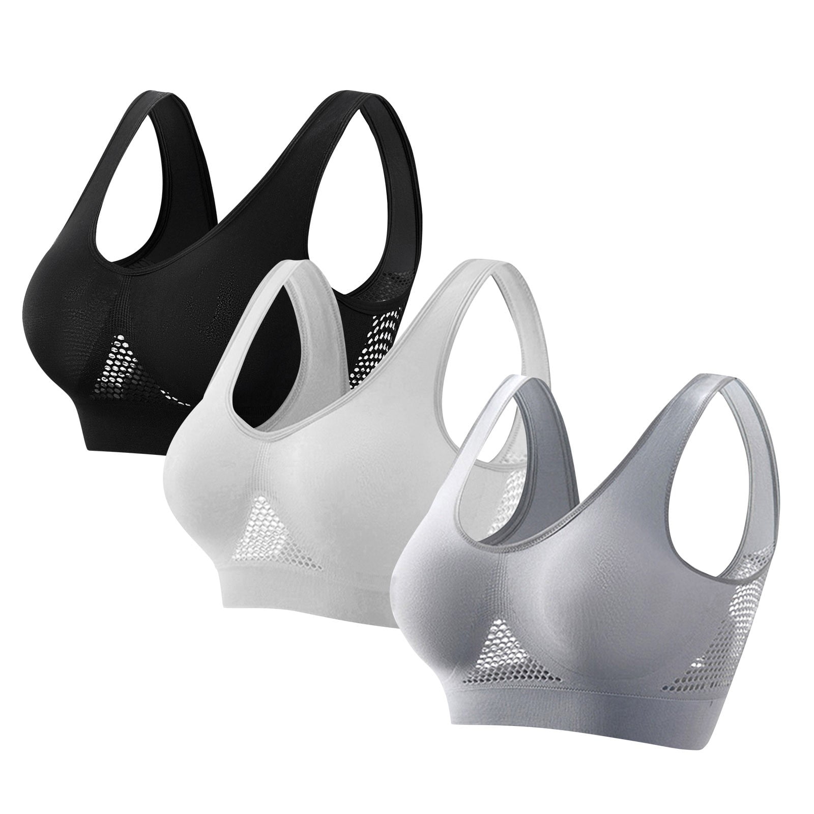 Godokuleh 3 Pack Womens Breathable Cool Lift Up Air Bra Full Support ...