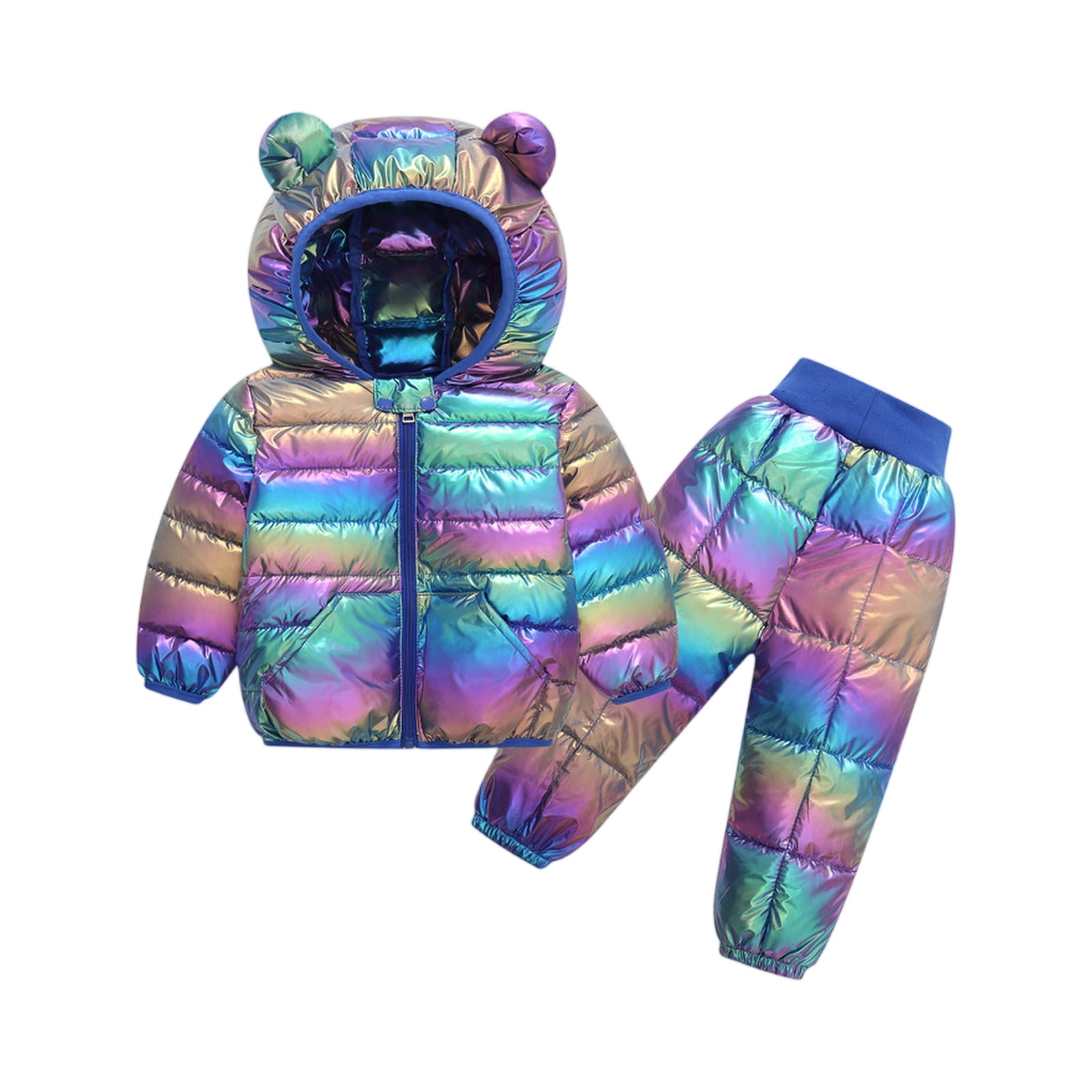 Godokuleh Baby Boys Girls Two Piece Snowsuit Winter Warm Metallic Shiny ...