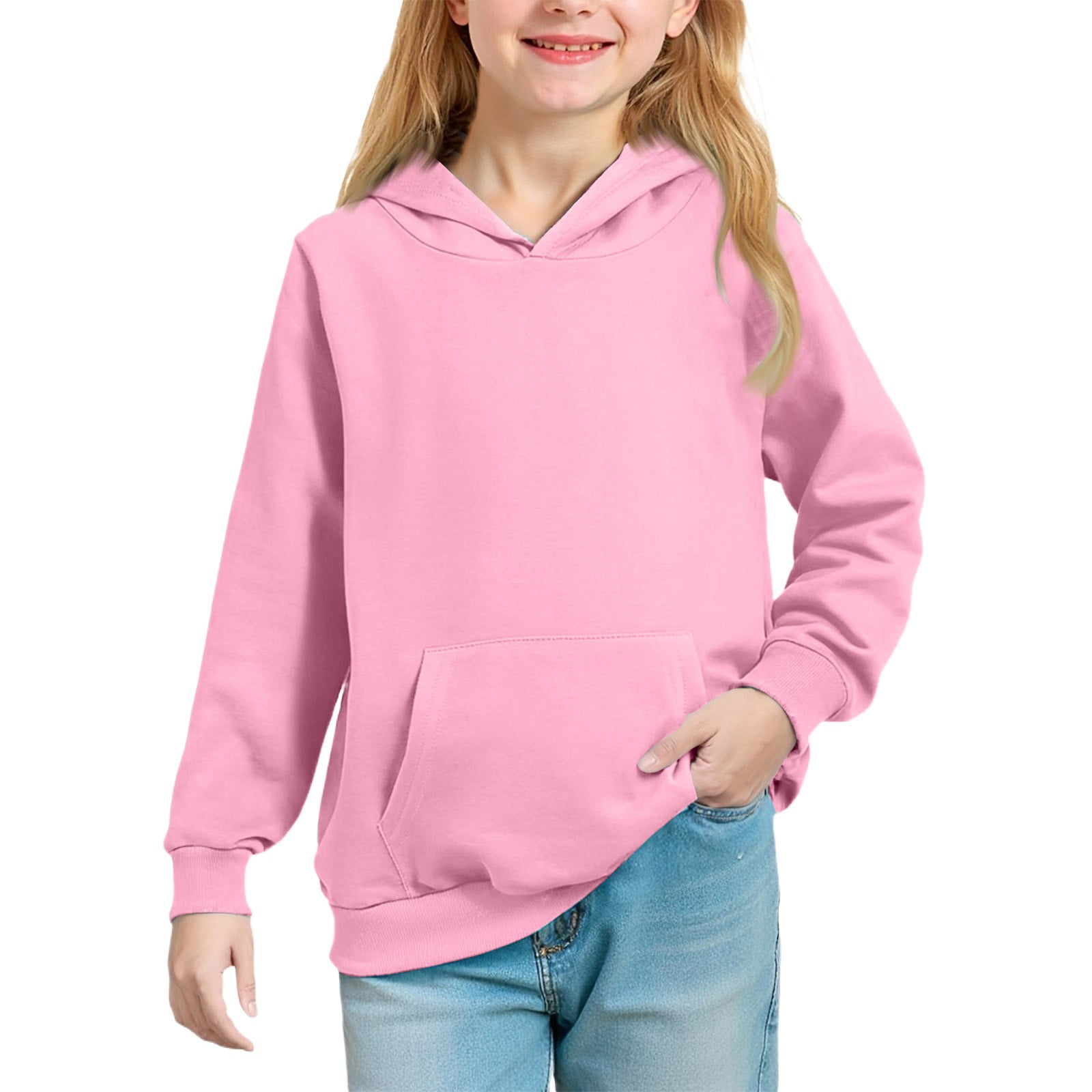 Godokuleh Kids Hoodies Girls Trendy Long Sleeve Cute Hooded Sweatshirt Solid Color Causal ...