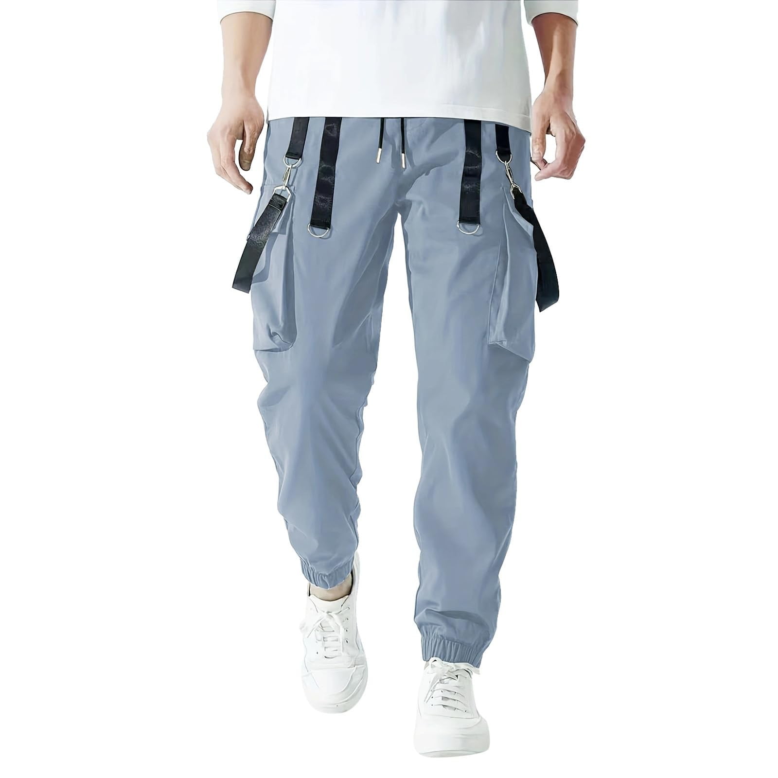 Godokuleh Men's Baggy Cargo Pants Trendy Casual Parachute Pant Loose ...