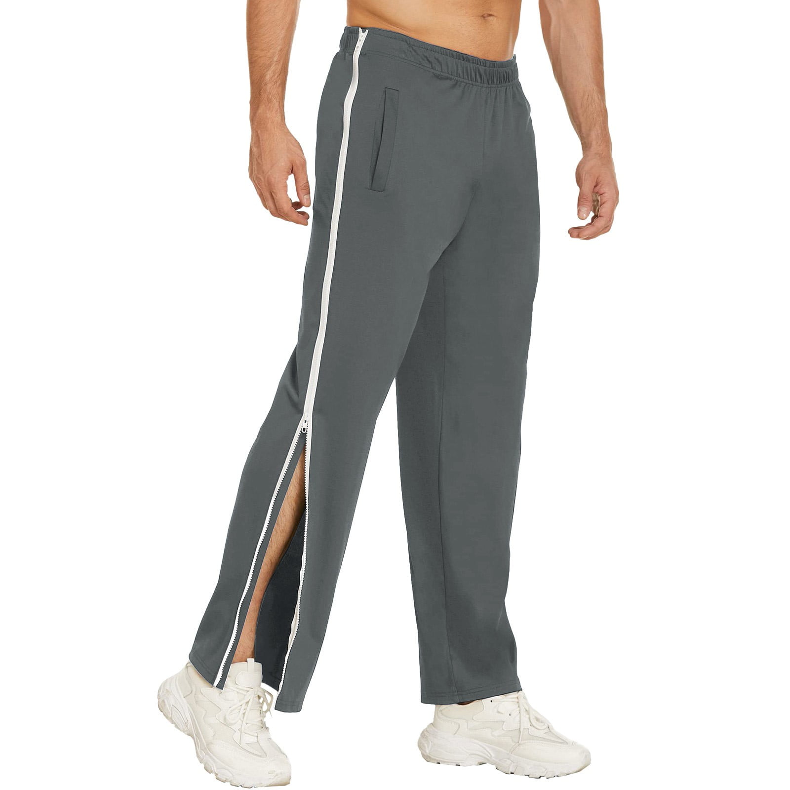Godokuleh Mens Tear Away Basketball Pants 2 Side Zippers Snap Off Full ...