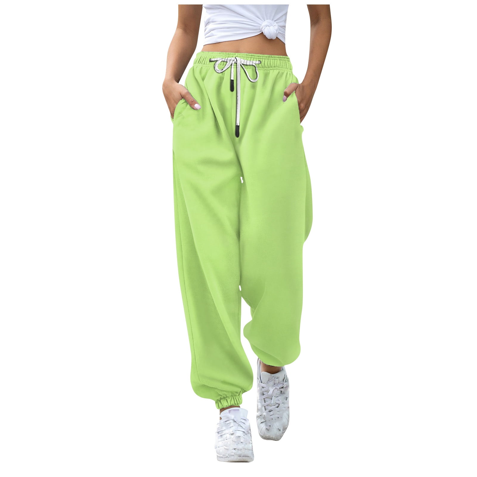 Godokuleh Womens Cinch Bottom Sweatpants Solid Color Drawstring