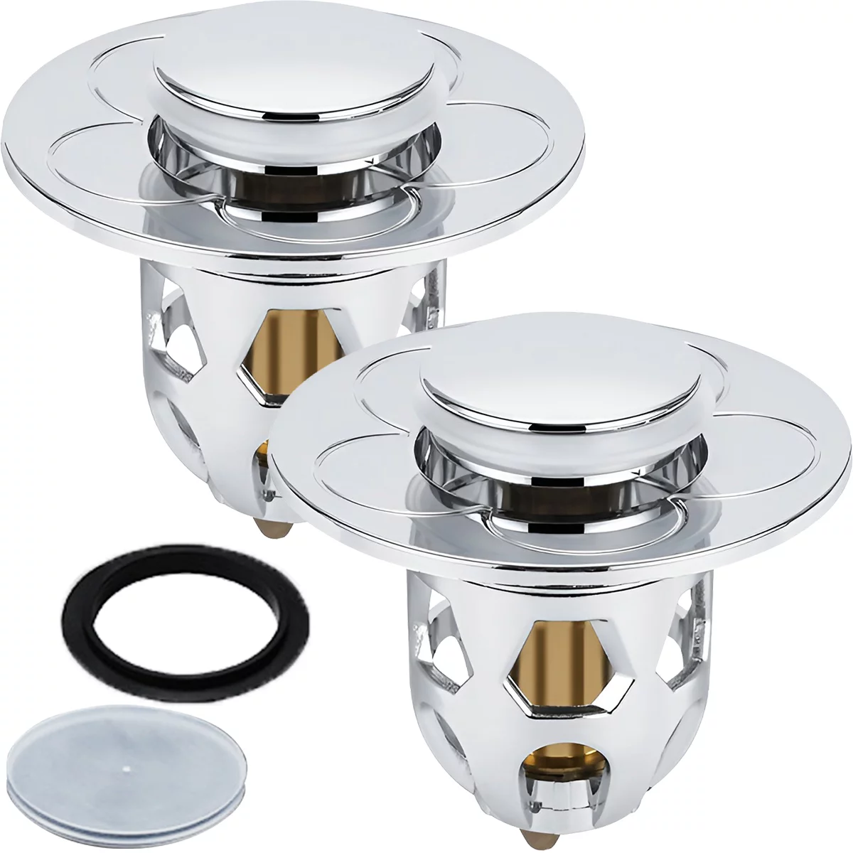 Godom 2 Pack Universal Bathroom Sink Stopper Anti Clogging Sink Drain ...