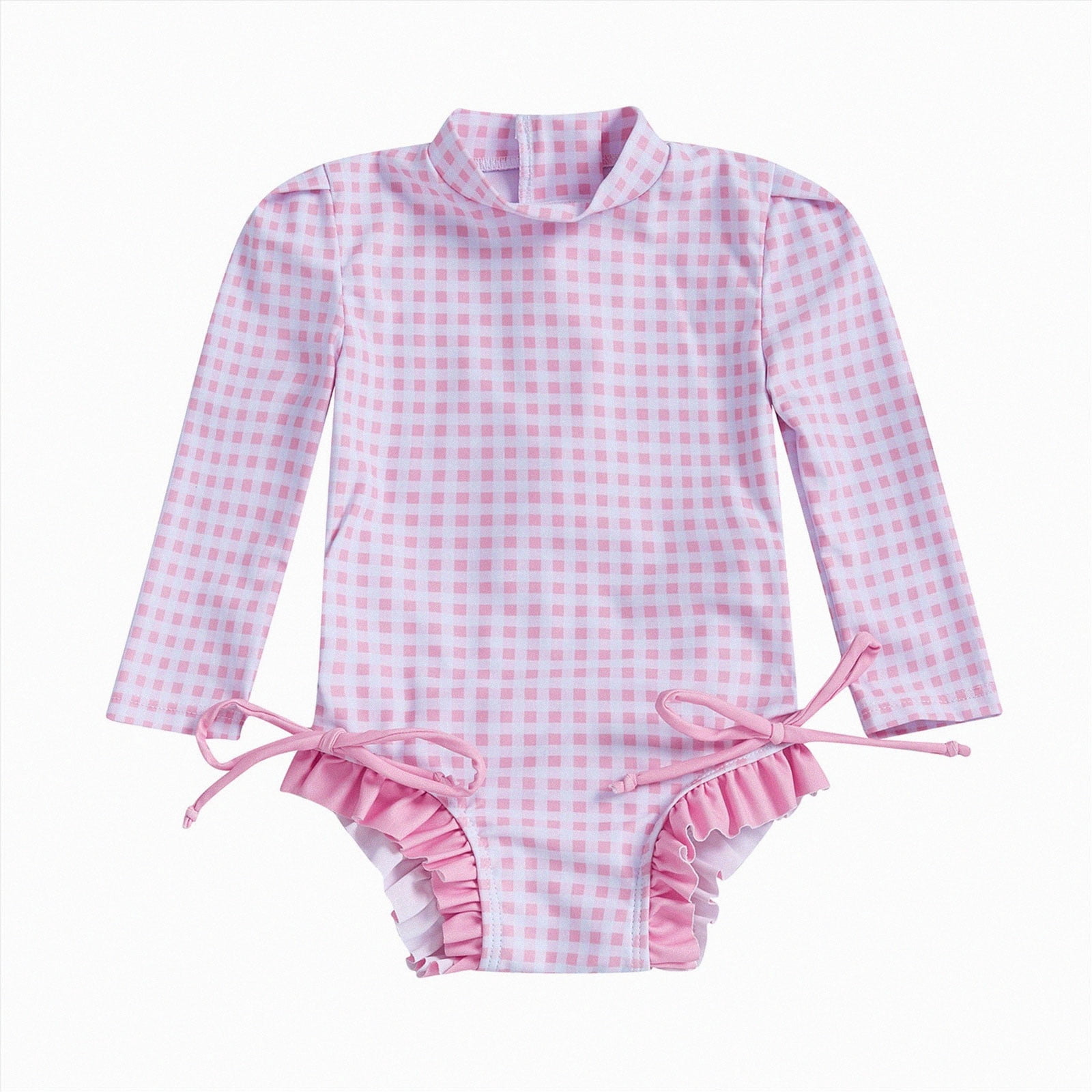 Godom Baby Girls Bathing Suit Long Sleeve Half Zip One Piece Rashguard ...