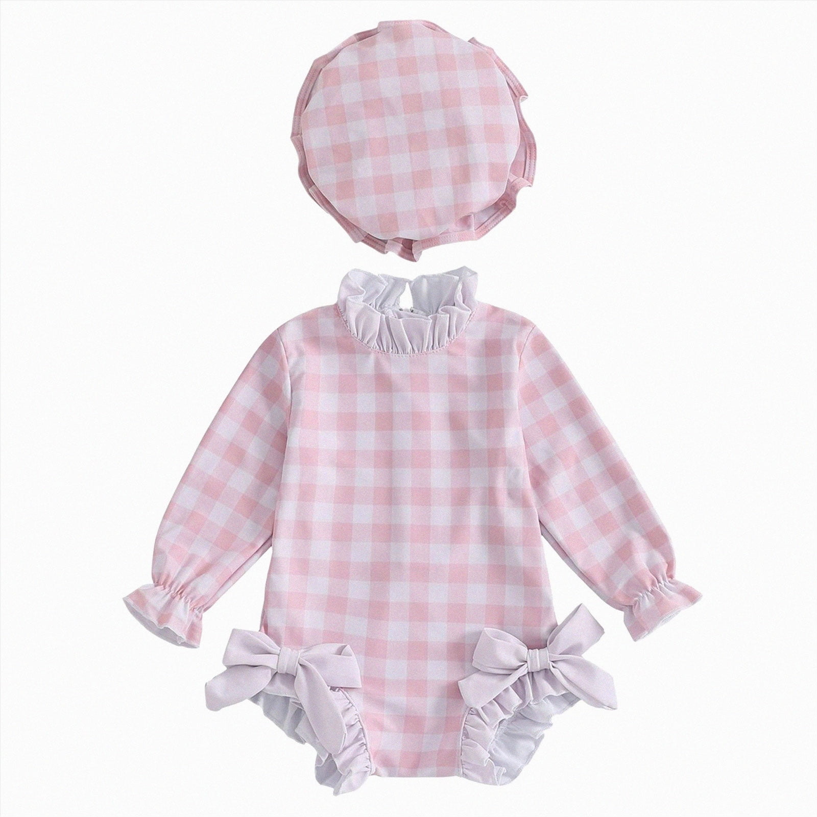 Godom Baby Girls Swimsuit Long Sleeve Half Zip One Piece Rashguard ...