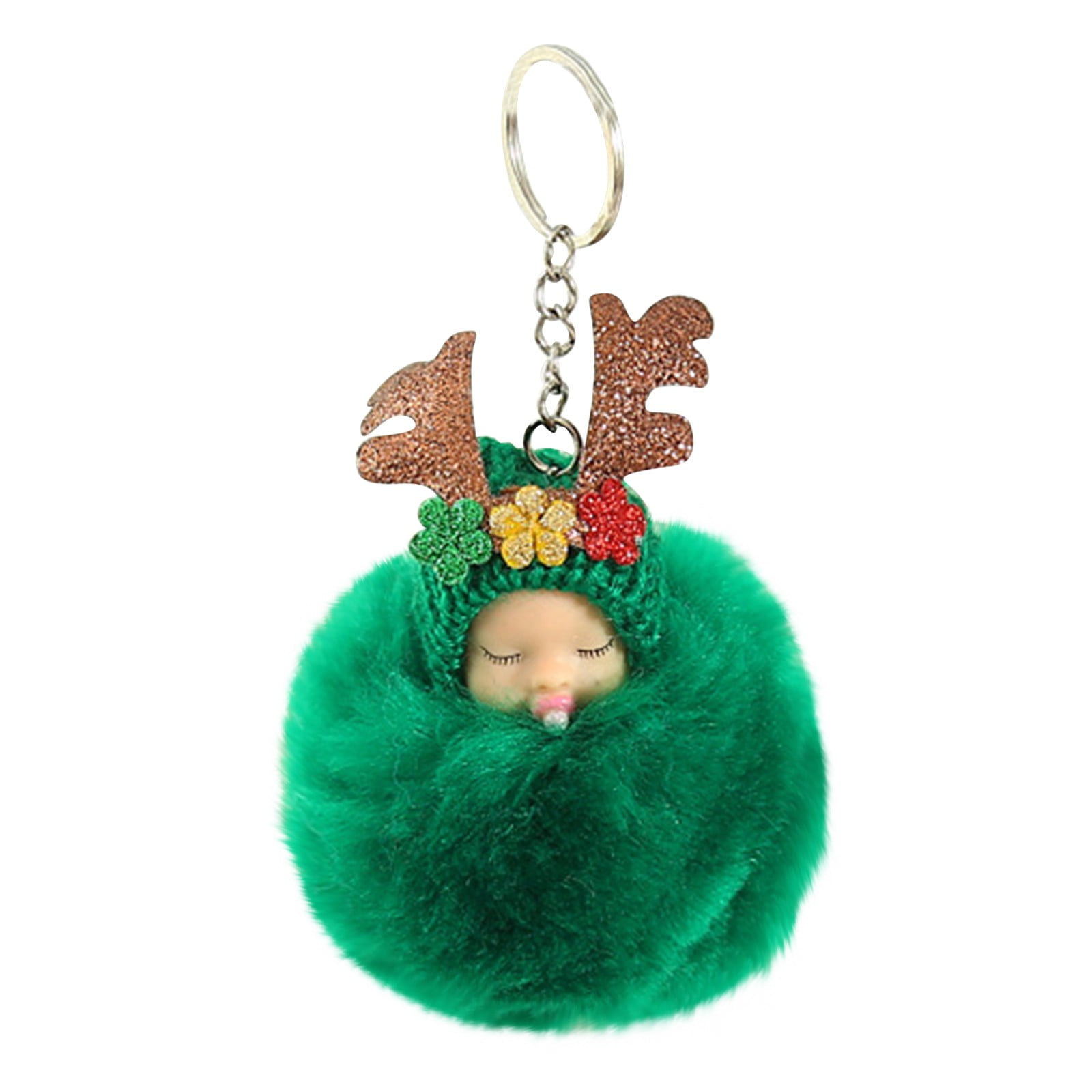 Godom Christmas Gifts Pendants-Christmas Plush Wool Ball Key Chain ...
