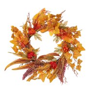 Fall Wreath Pumpkin Wreath Halloween Wreath for Front Door with Maple ...