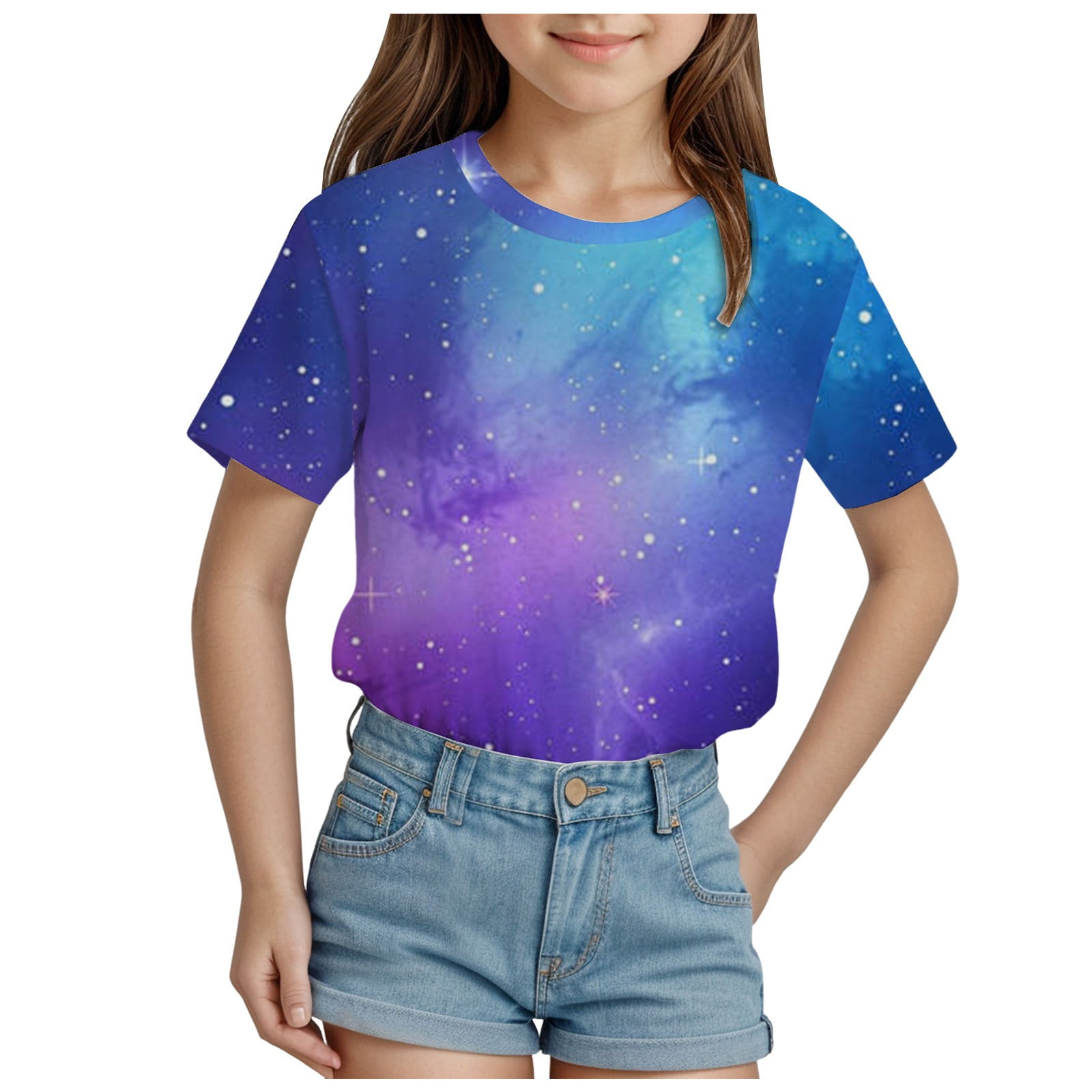 Godom Girls Short Sleeve T Shirts Comfortable Cotton Tees for Kids ...