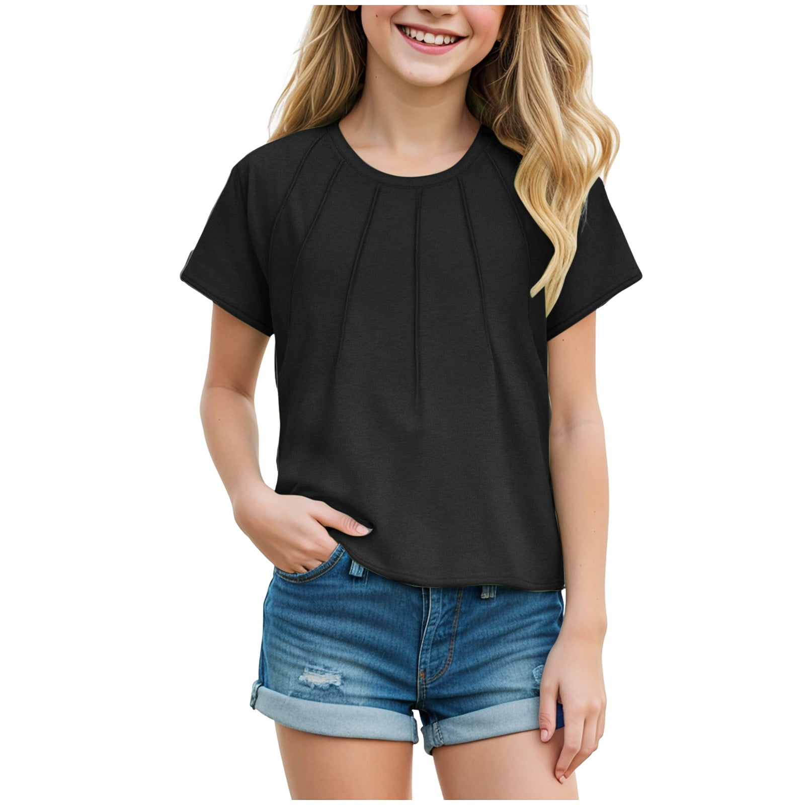 Godom Girls Short Sleeve T Shirts Crewneck T-Shirt Tee Girls Summer T ...