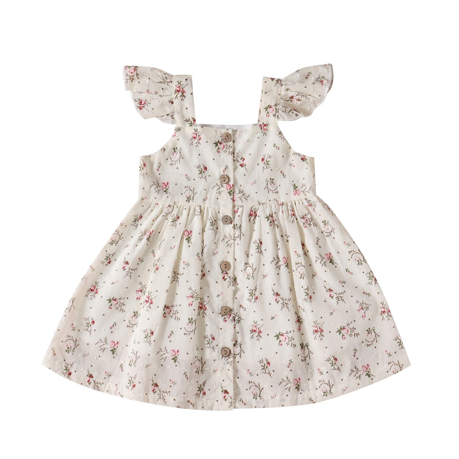 Godom Little Girls Dress Floral Square Neck Puff Sleeve A-Line Dresses ...