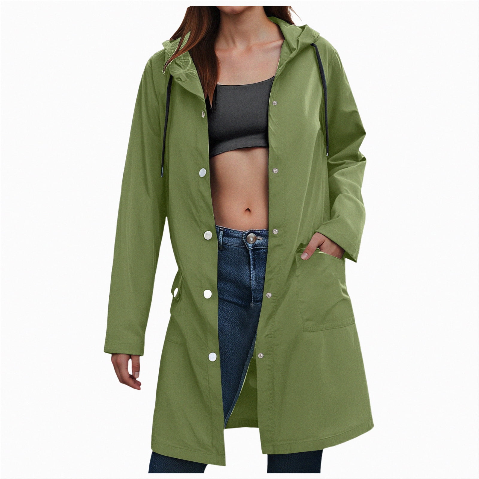 Godom Women's Rain Coat - Lightweight Plus Size Buttons Waterproof Rain ...
