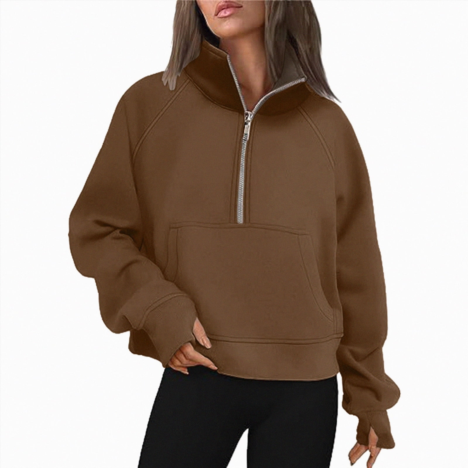 Godom Women's Sweatshirt Quarter-Zip V Neck Fleece Pullover Hoodie with ...