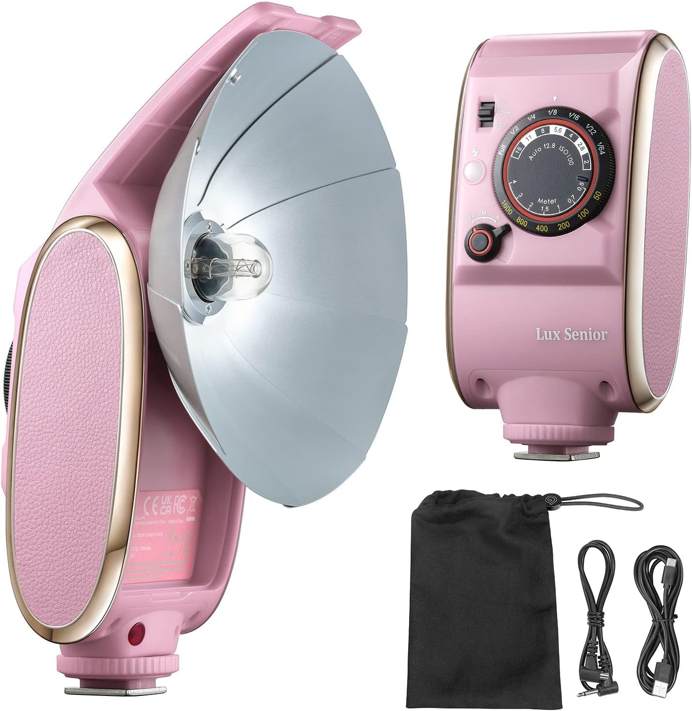 Godox Lux Senior Retro Camera Flash (Pink) 7 Levels 1/1-1/64 Flash ...