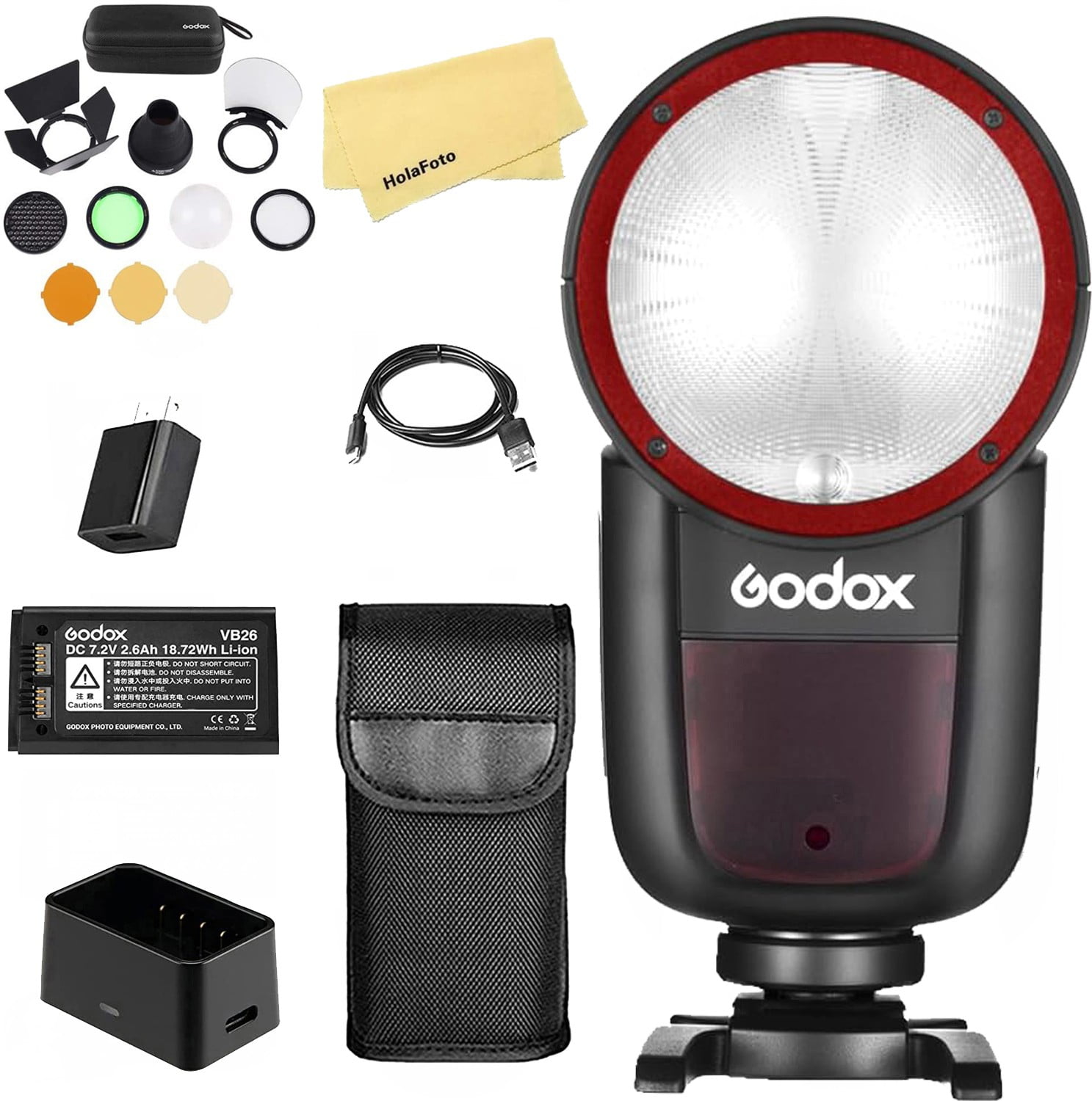 Godox V1 V1-C V1C USA Version Camera Flash with Godox AK-R1 Accessories ...