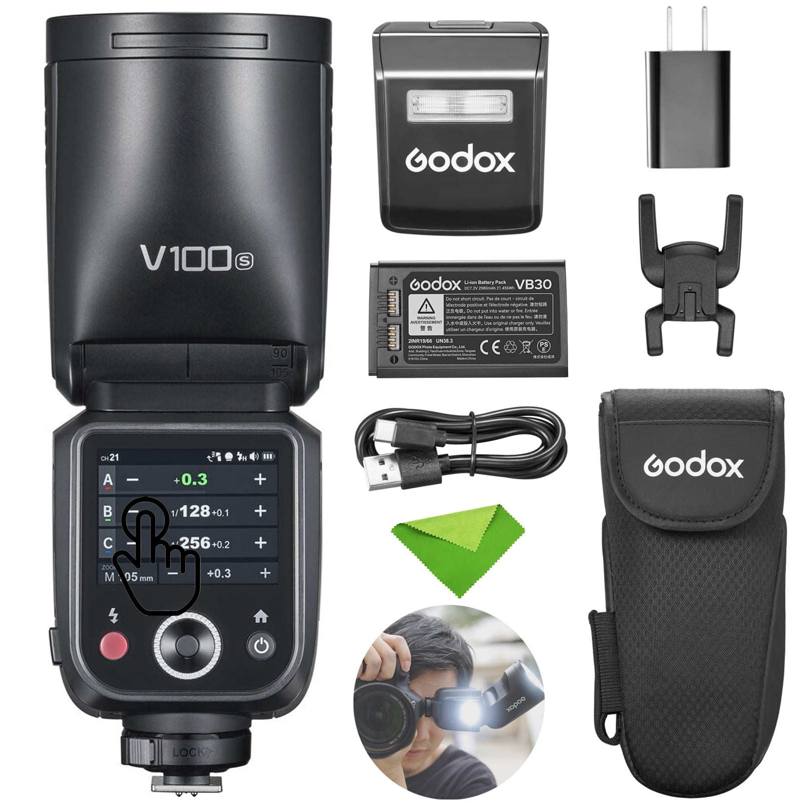 Godox V100S V100-S 100Ws Flash forSony TTL Speedlight, 400 Full Power ...