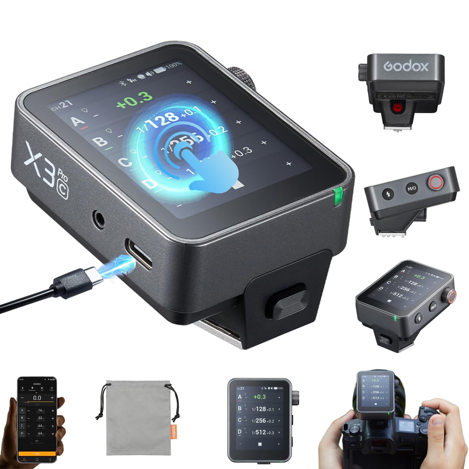 Godox X3Pro-C TTL Wireless Flash Trigger for Canon, 2.4" Touchscreen ...