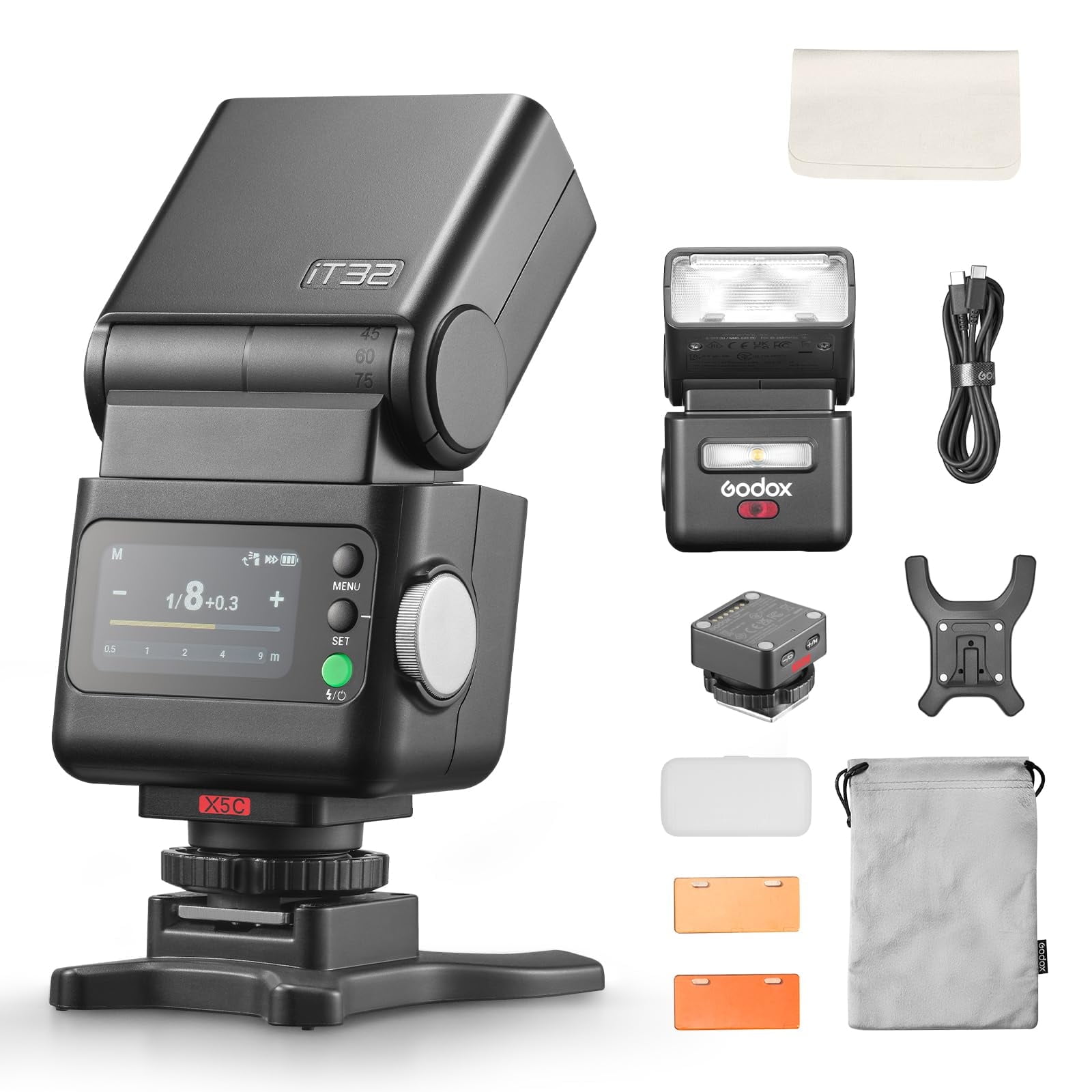 Godox iT32 X5-C Camera Flash Kit for Canon, Detachable Magnetic Hotshoe ...