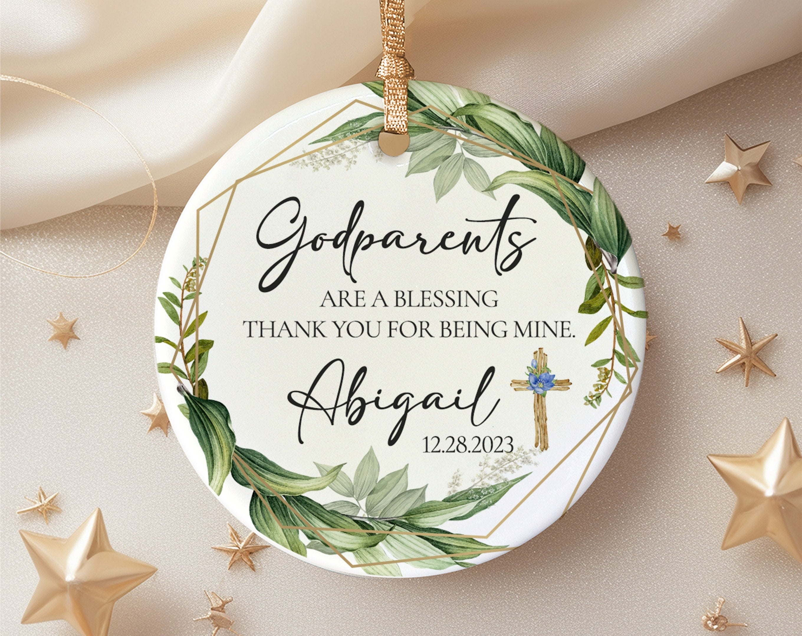 Godparents Are a Blessing Ornament, Personalized Christening Gift for ...