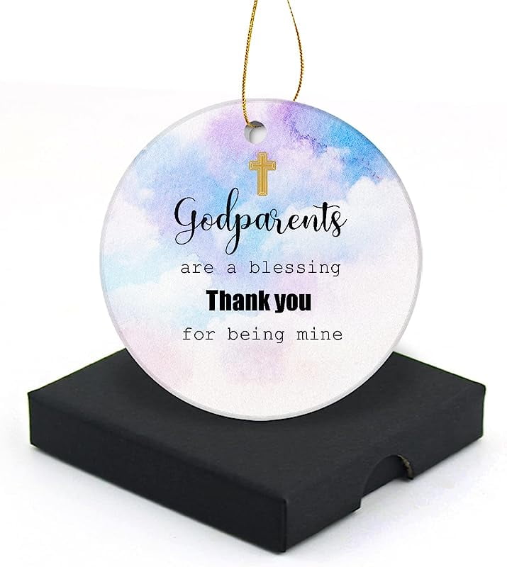 Godparents Thank You Ornament, Ceramic Hanging Blessing Gift with ...