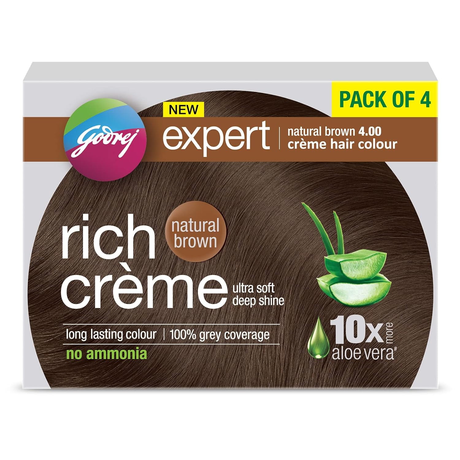 Godrej Expert Rich Creme Hair Color (Pack of 4) - 4.00 Natural Brown ...