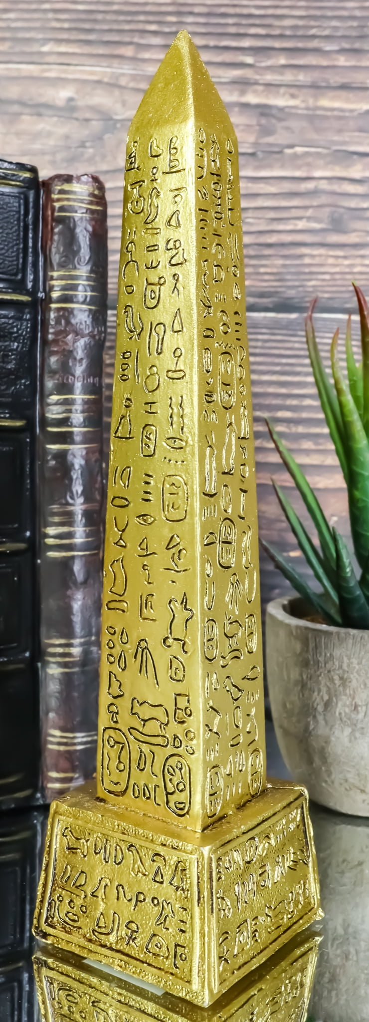 Gods Of Egypt Temple of Ra Gold Colored Luxor Obelisk With Hieroglyphs ...